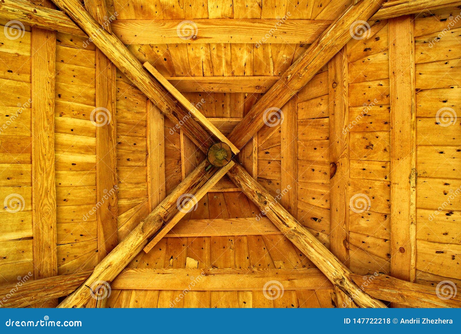 Wooden Ceiling, Interior of a Log Cabin Stock Photo - Image of ...