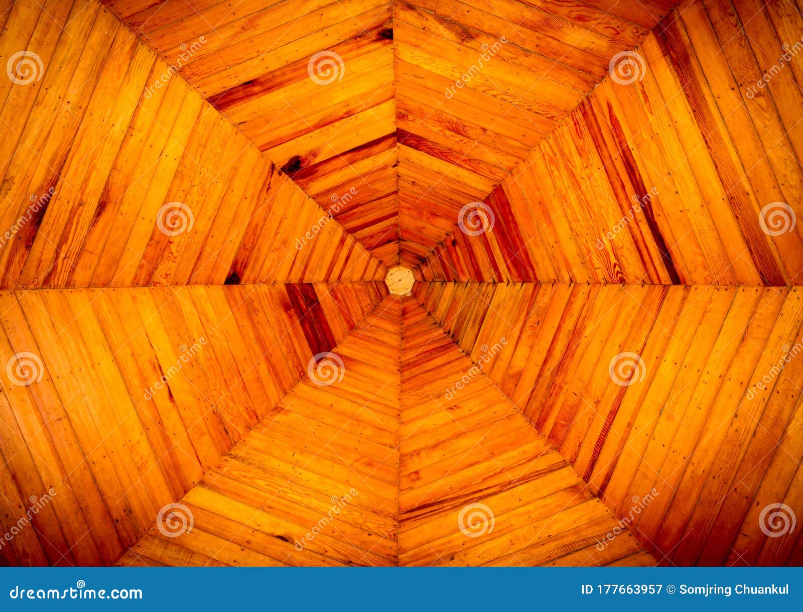 Wooden Ceiling Octagon Home Design with Sepia Filter Stock Image ...