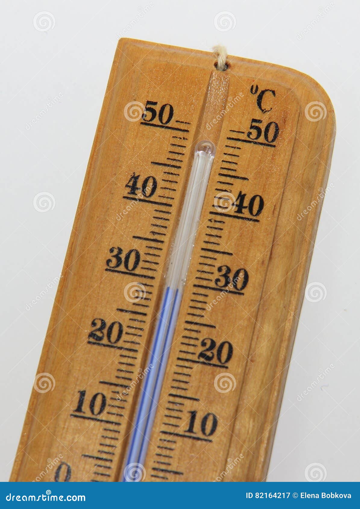 Wooden Celsius Thermometer with Blue Dial Stock Image - Image of wooden ...