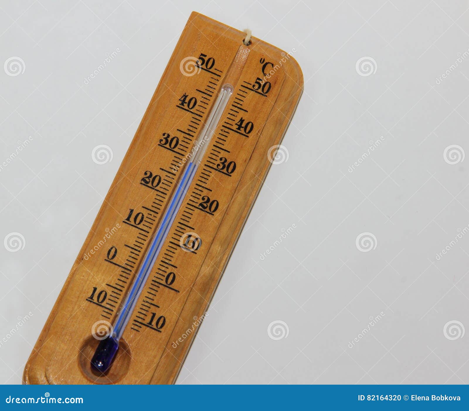 Wooden Celsius Thermometer with Blue Dial Stock Photo - Image of ...
