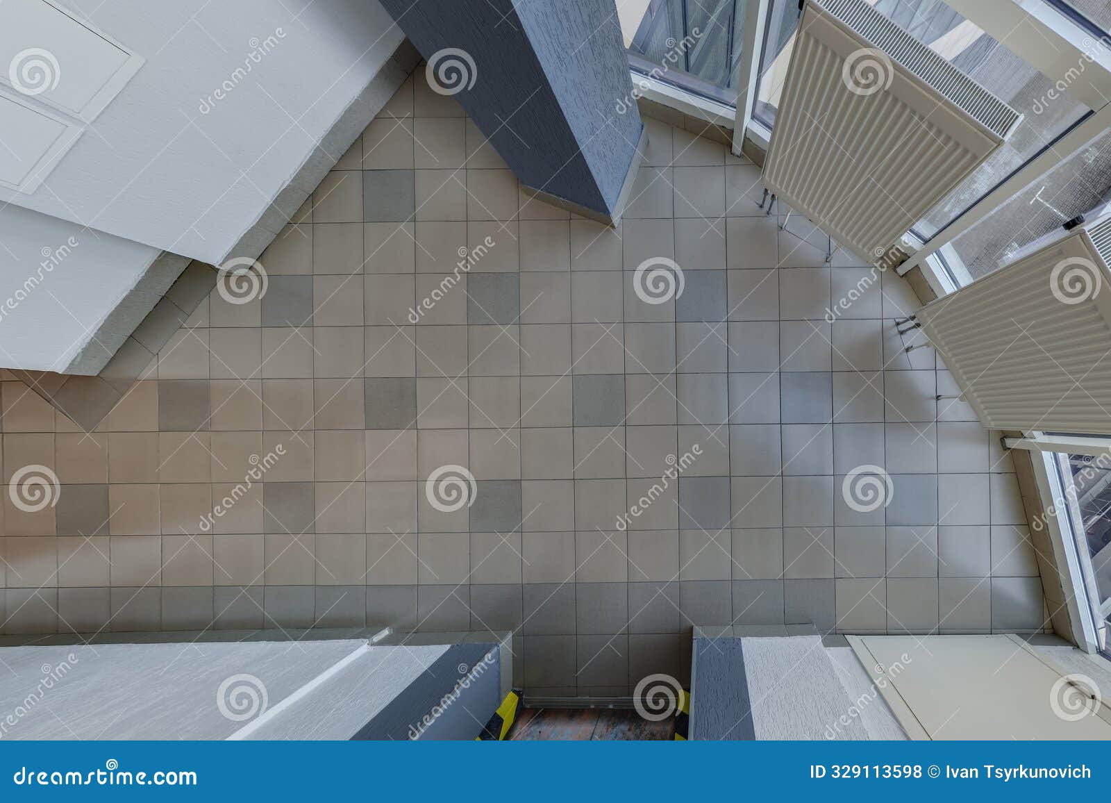 Wooden and Ceramic Floor Tiles Texture in Corridor, View from Above ...