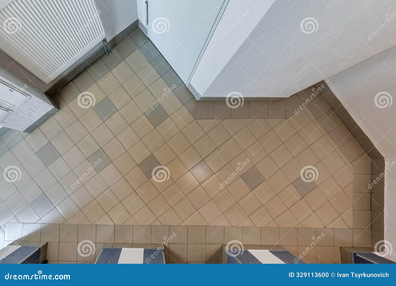 Wooden and Ceramic Floor Tiles Texture in Corridor, View from Above ...