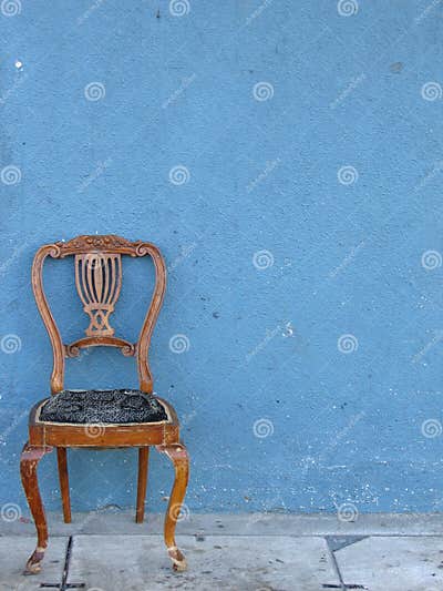 Wooden chair alone stock image. Image of concept, blue - 368773