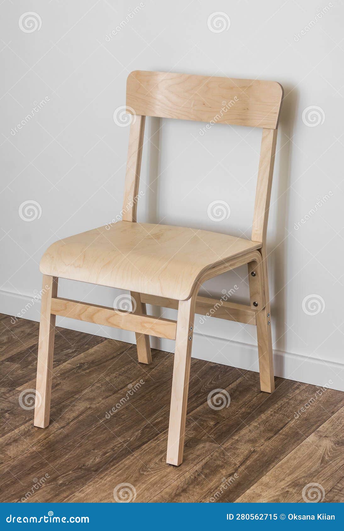 Wooden Chair with a Back in a Minimalist Style Stock Image - Image of ...