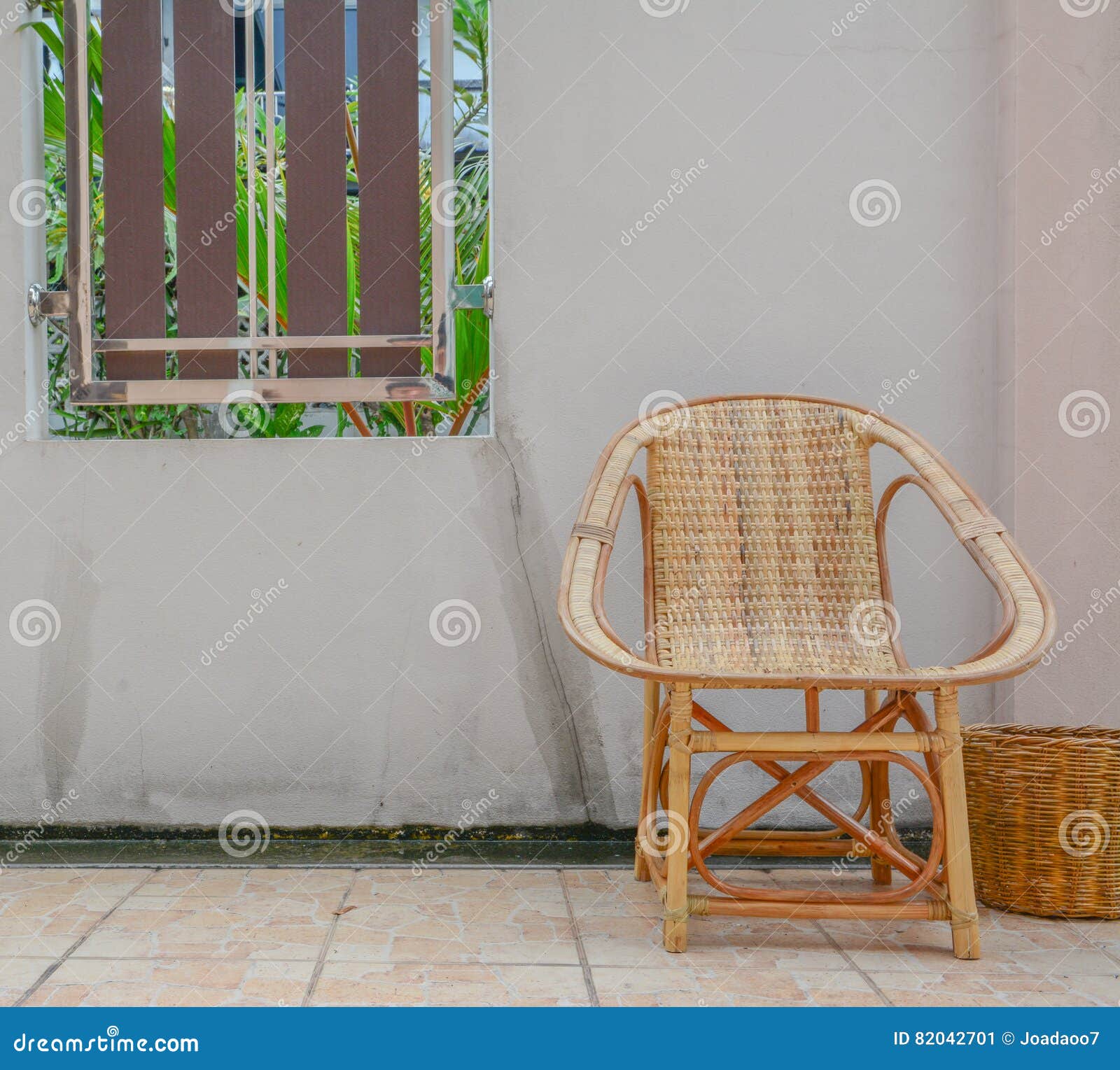Wooden chair and bin stock image. Image of furniture - 82042701