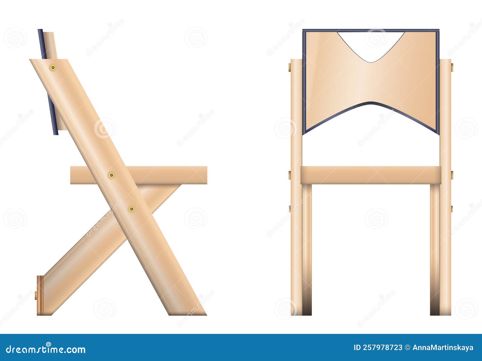 Wooden Chair. Front View Side View Stock Vector - Illustration of front ...