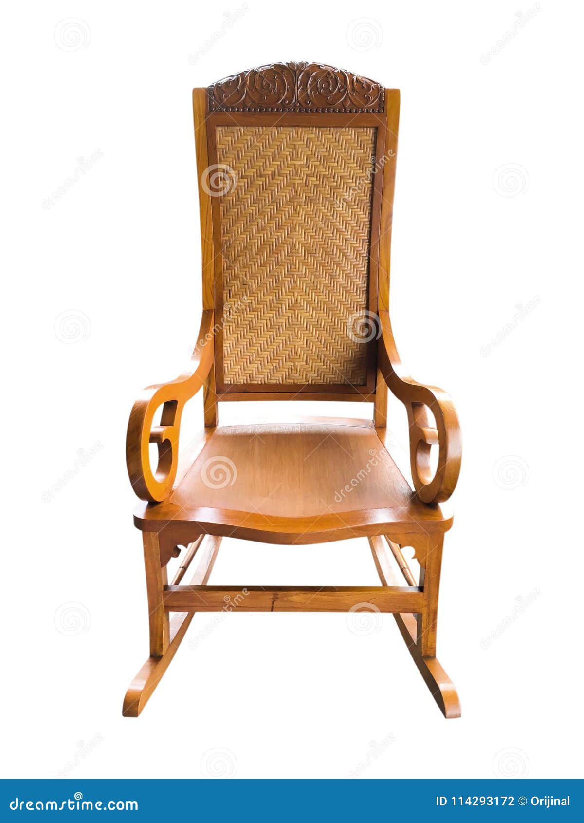 Wooden Chair Isolated on White Background. Stock Photo - Image of retro ...