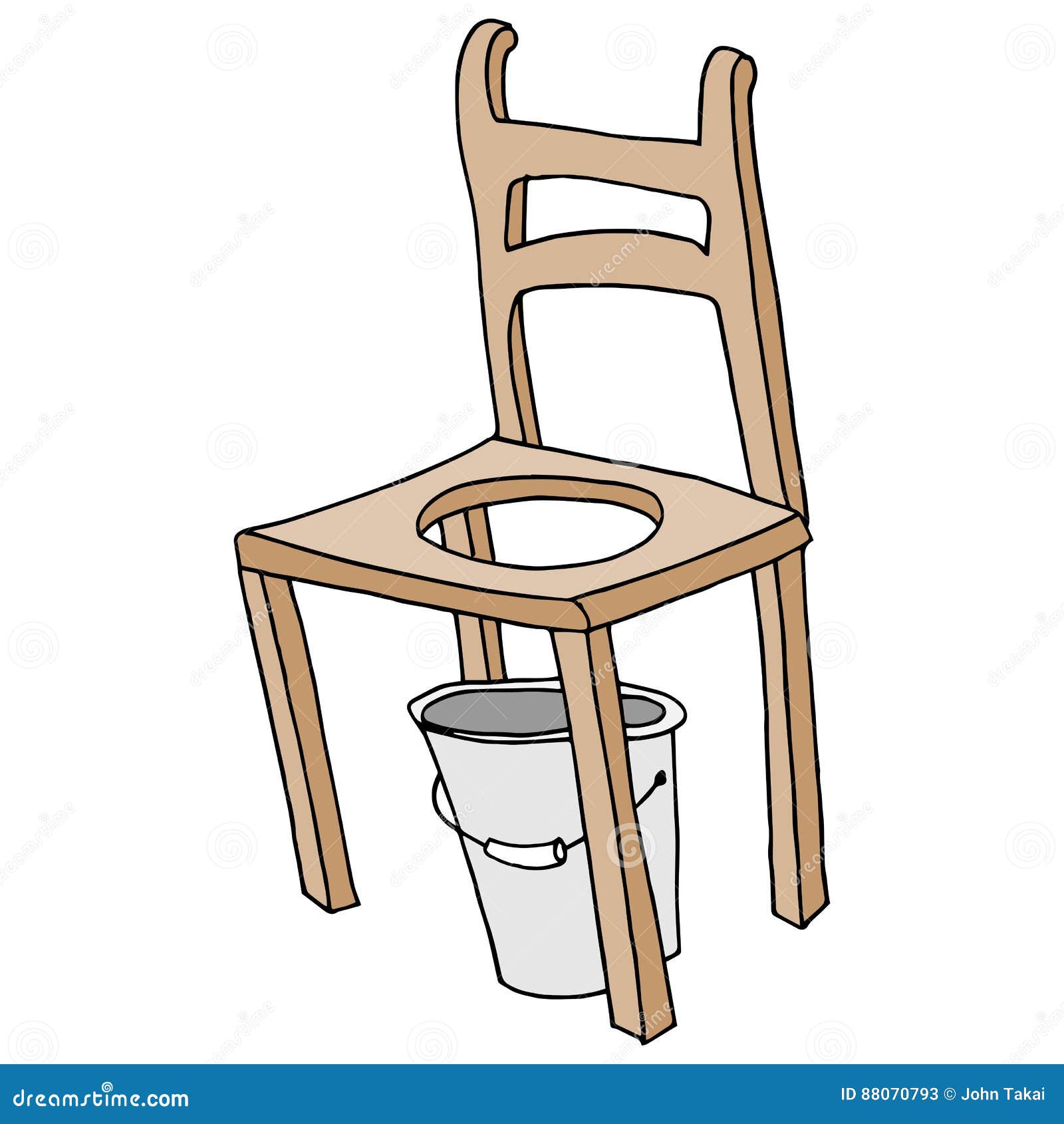 Wooden Chair Retro Commode Drawing Stock Vector - Illustration of drawn ...