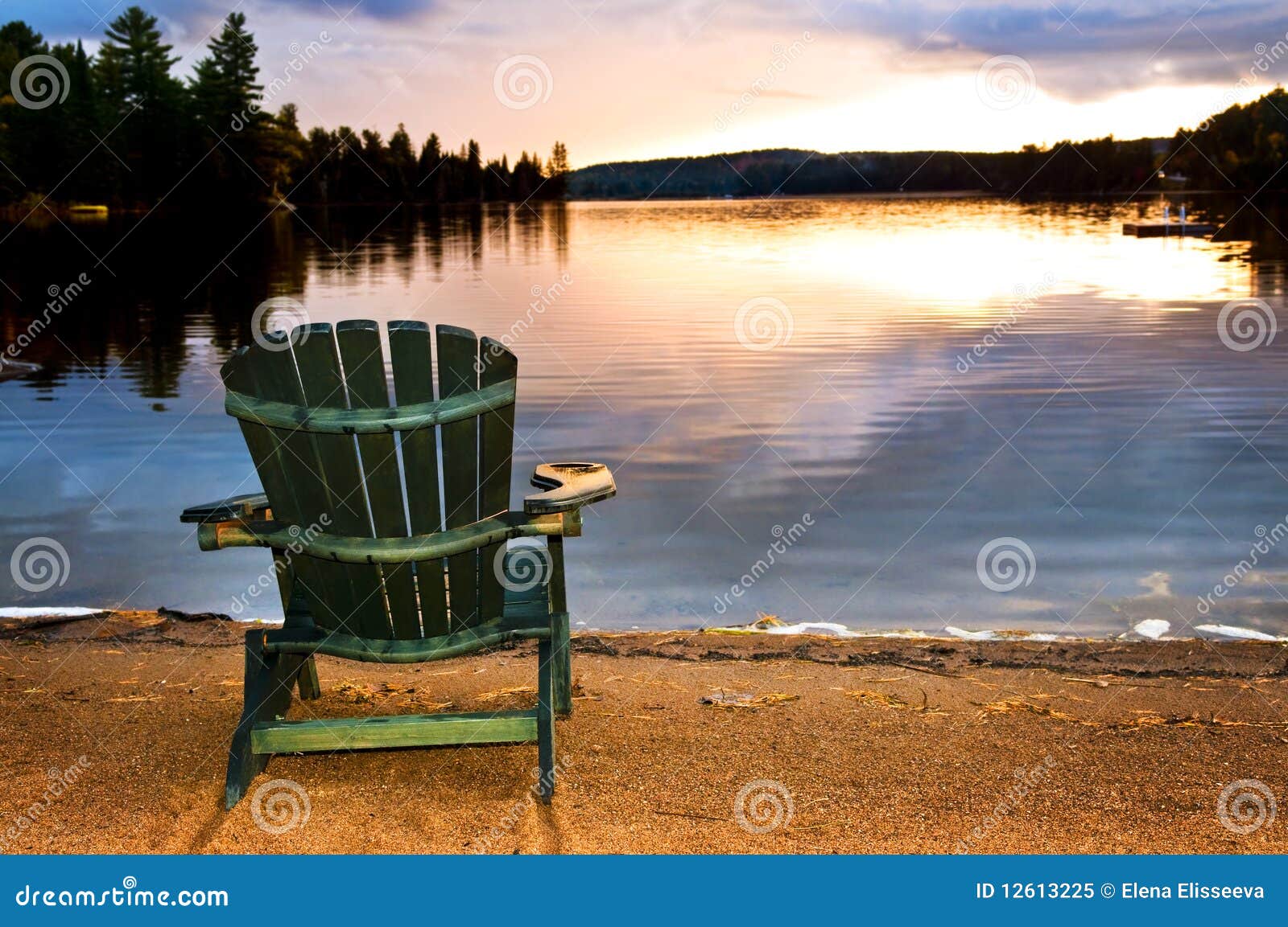 Wooden Chair at Sunset on Beach Stock Image - Image of outdoors, nature ...