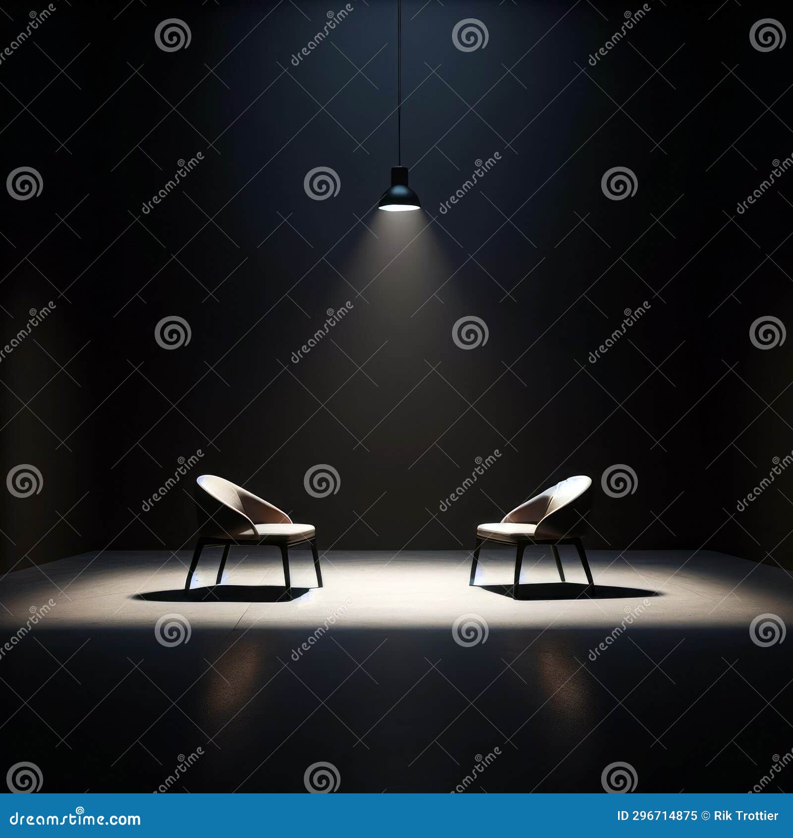 Two chairs in a dark room stock illustration. Illustration of waiting ...