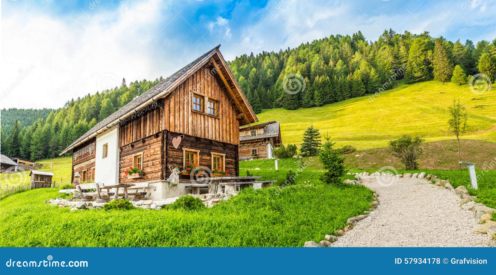 Wooden chalet stock photo. Image of chalet, austria, village - 57934178