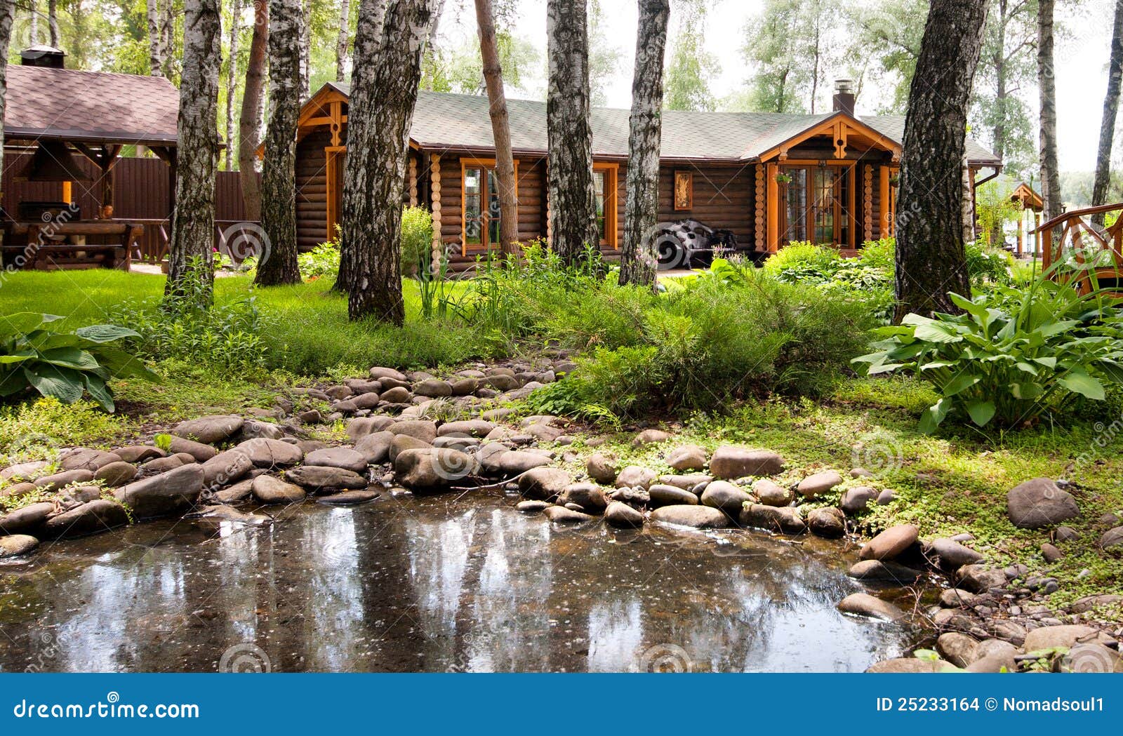 Wooden chalet in forest stock photo. Image of nature - 25233164