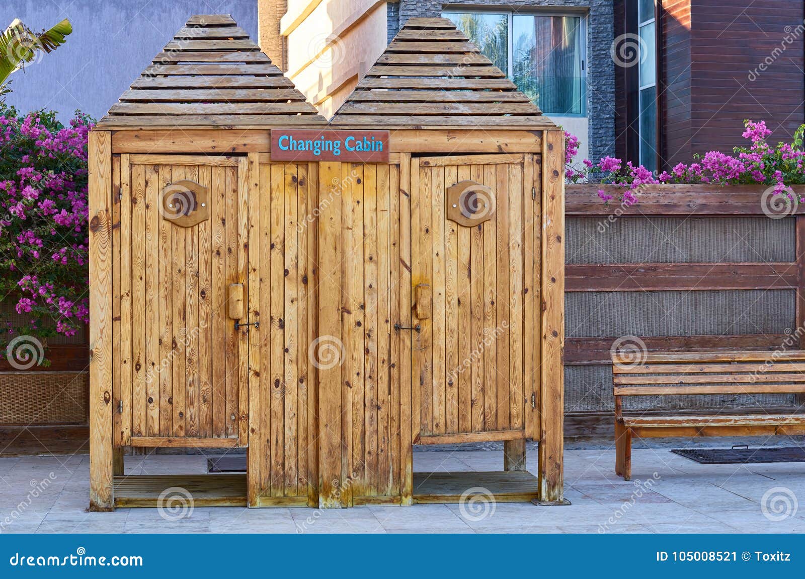 Wooden Changing Cabin at the Sea Beach Stock Image - Image of scene ...