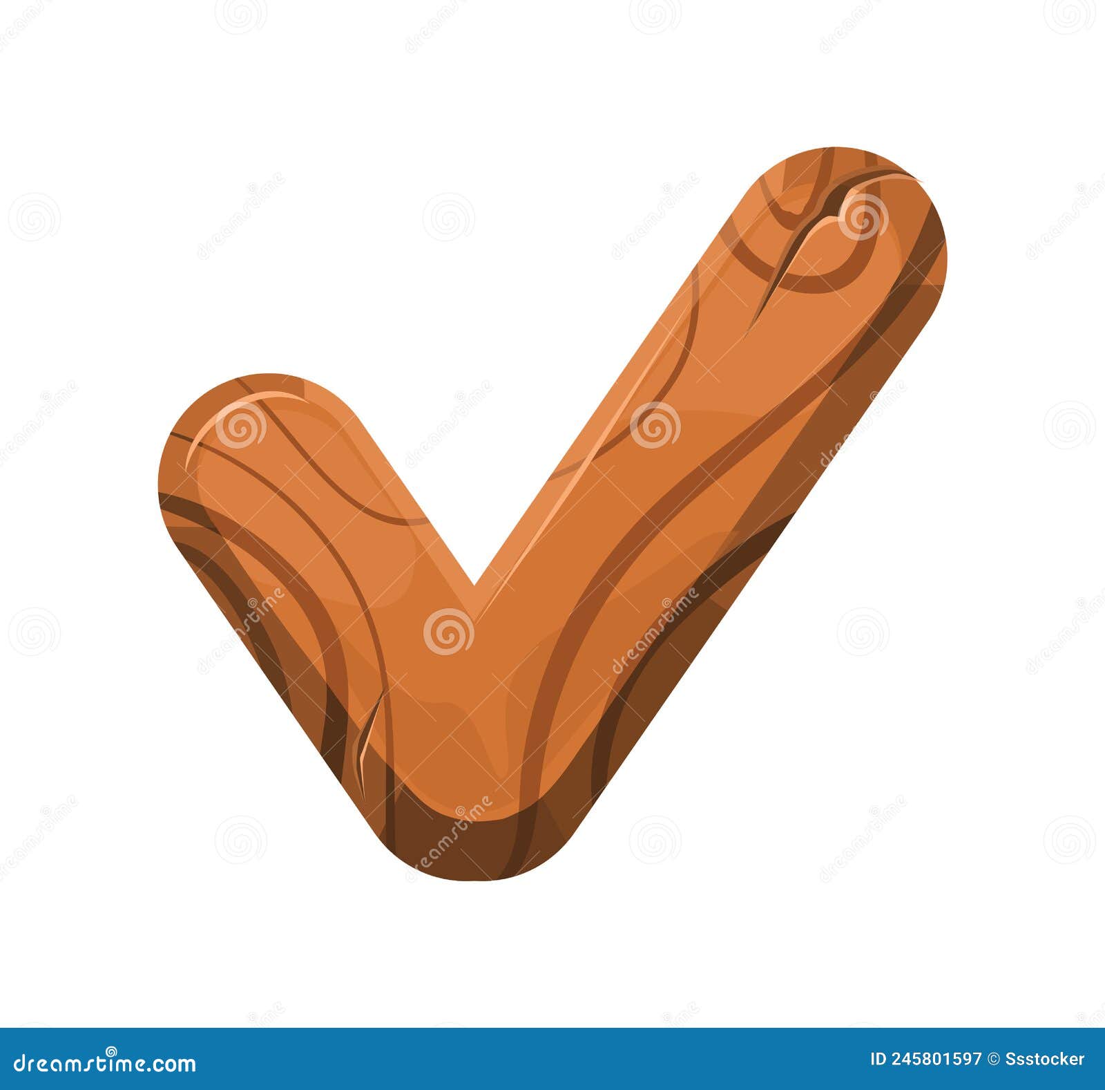 Wooden Check Mark. Icon Difference Selection, Vector Illustration Stock ...
