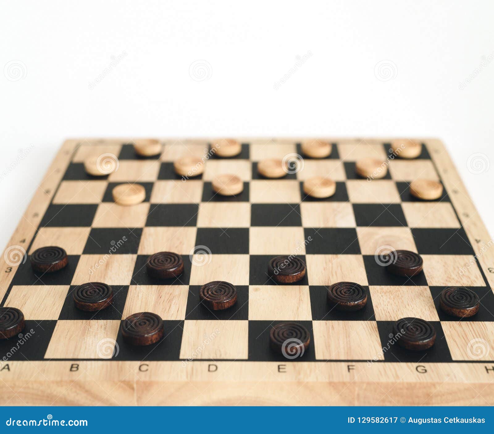 Wooden Checkerboard with Checkers Spaced Isolated on White Stock Image ...