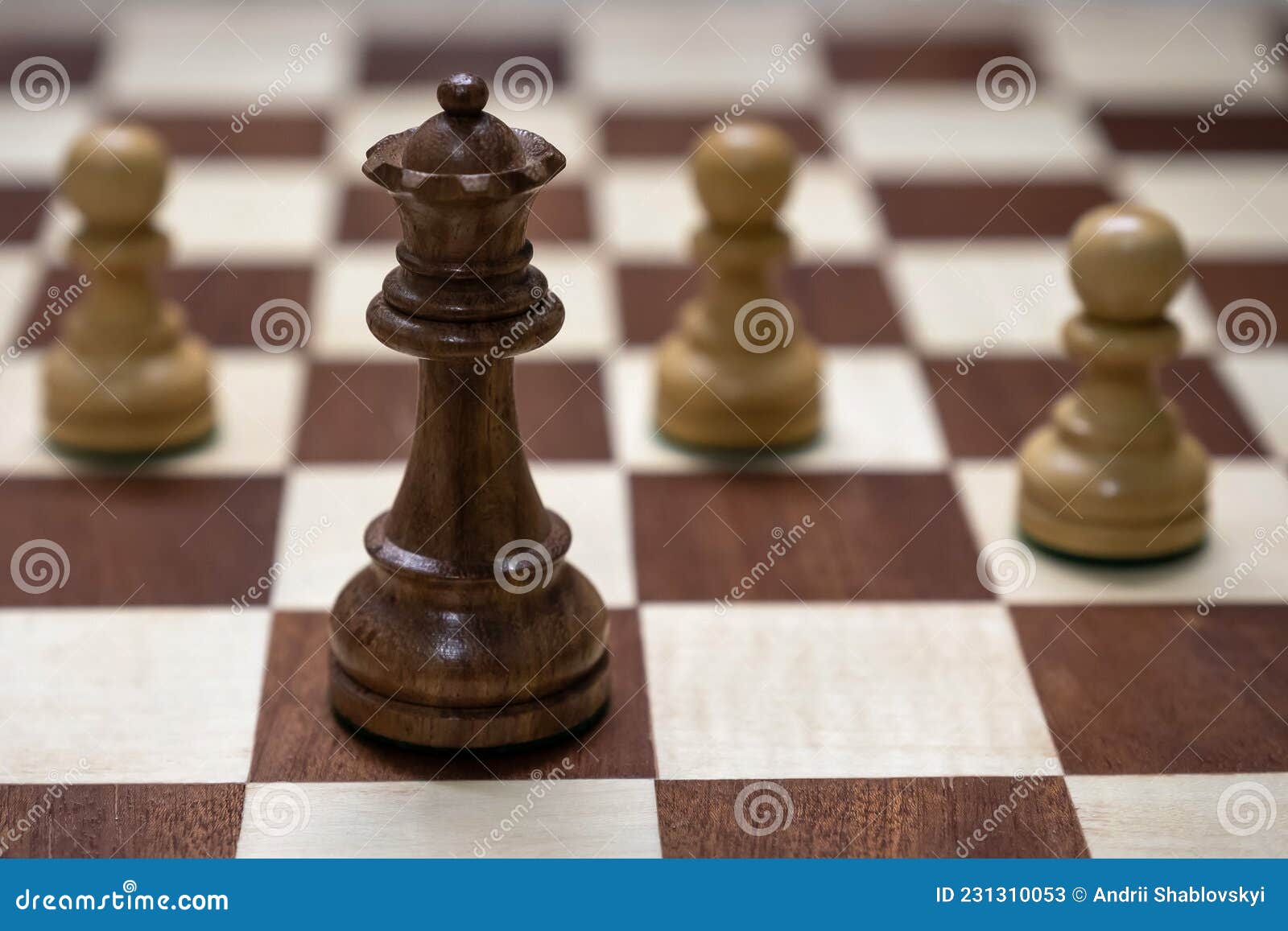 Wooden Chess Board with Chess Pieces. Checkmate Stock Image - Image of ...