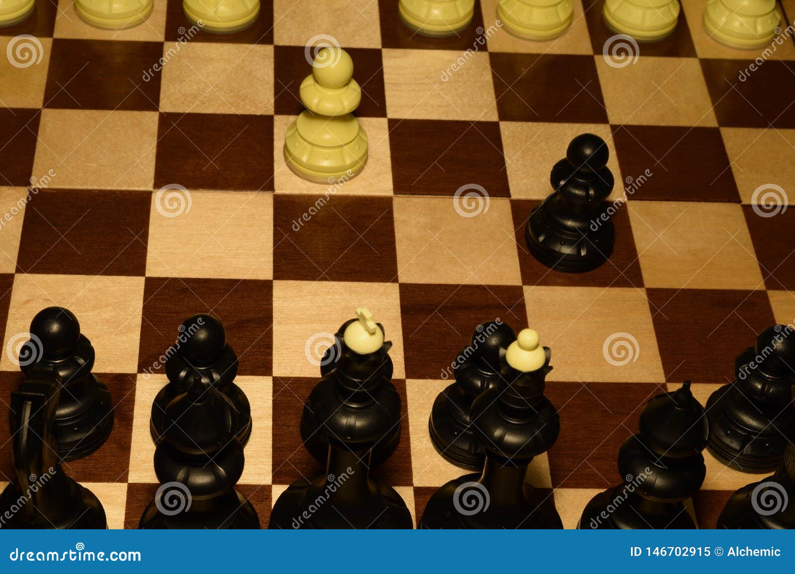 Wooden Chess Board and White Pieces As a Hobby Background Stock Image ...