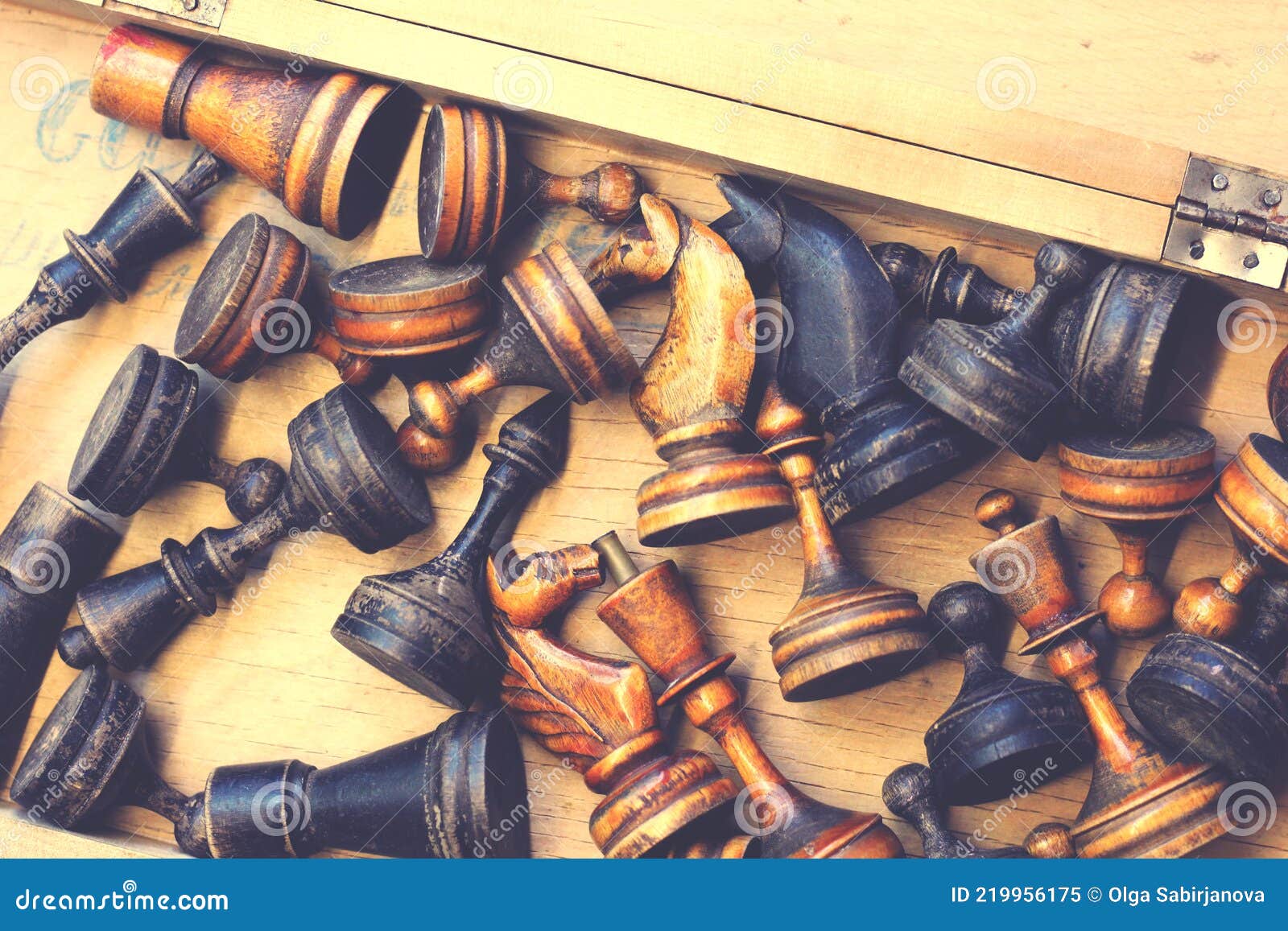 Wooden Chess in a Box Top View Stock Image - Image of chess, dried ...