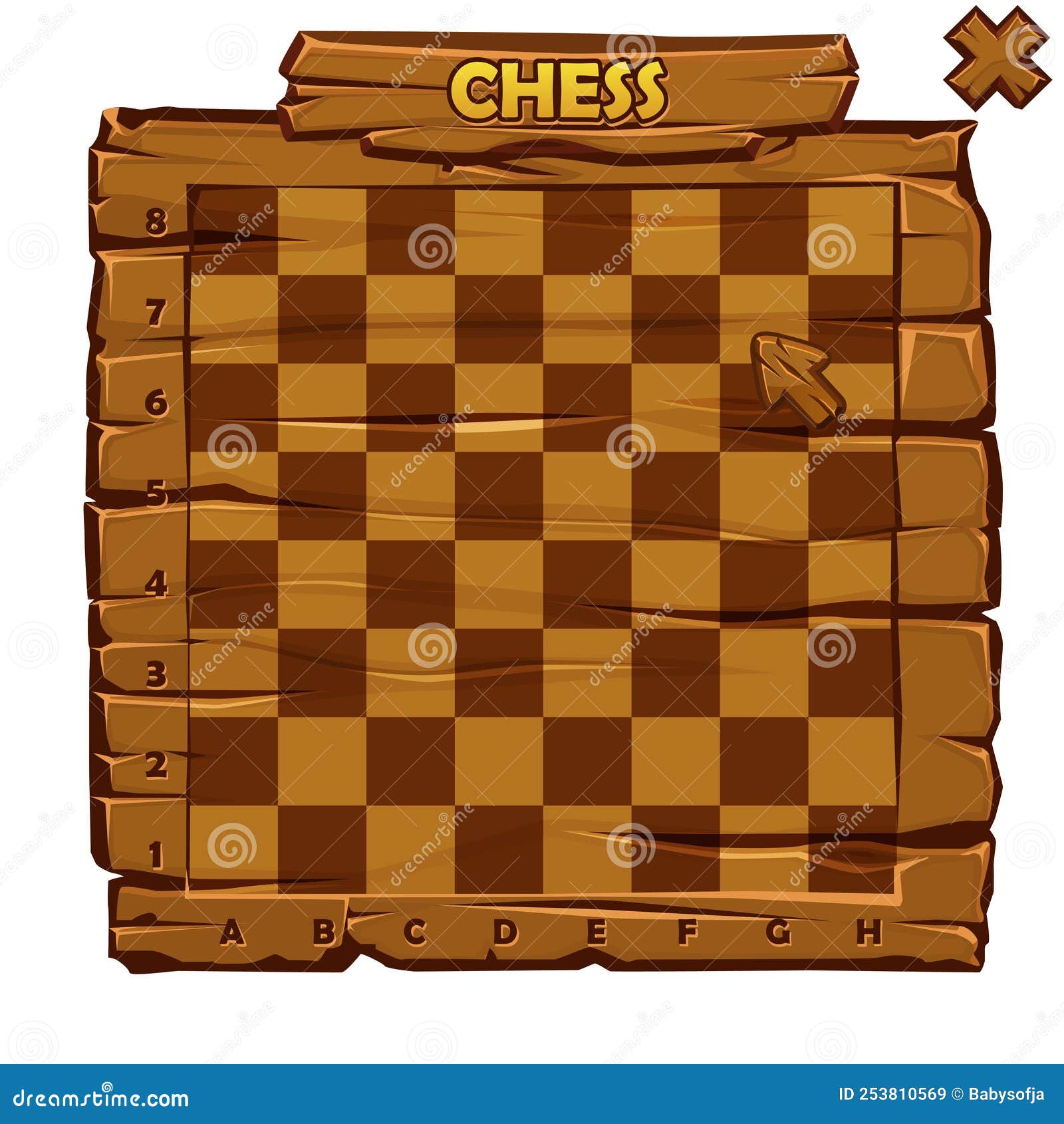 Wooden Chessboard for 2D Game. Vector Chess Board Stock Vector ...