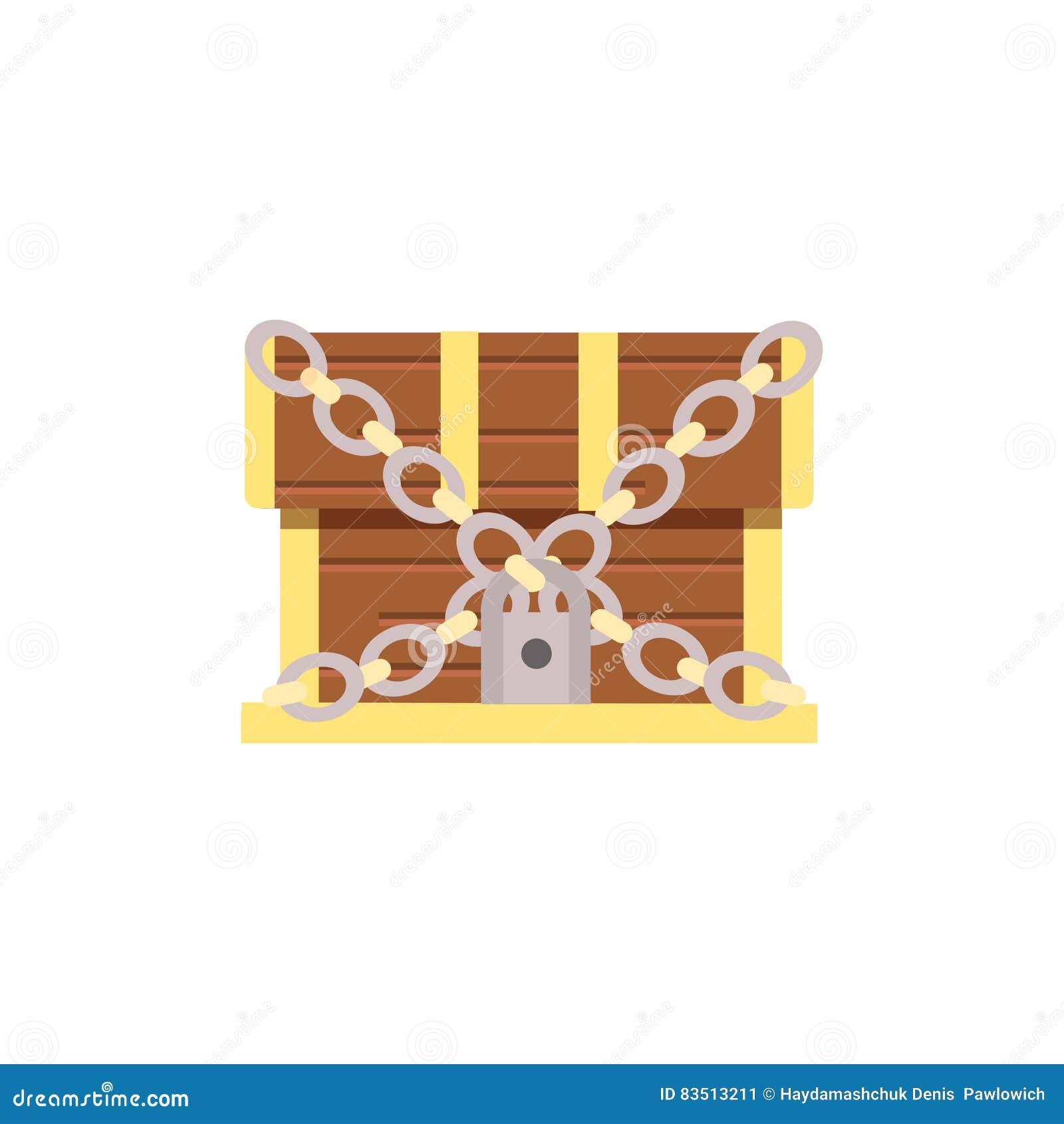 Wooden Chest . Cartoon with Lock. Stock Vector - Illustration of ...
