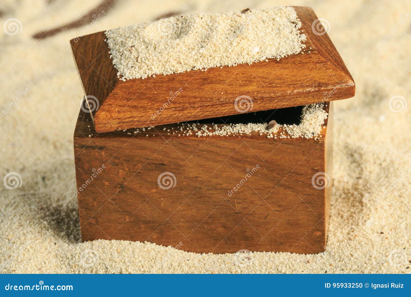 Wooden Chest Opened on the Sand Beach Stock Photo - Image of antique ...