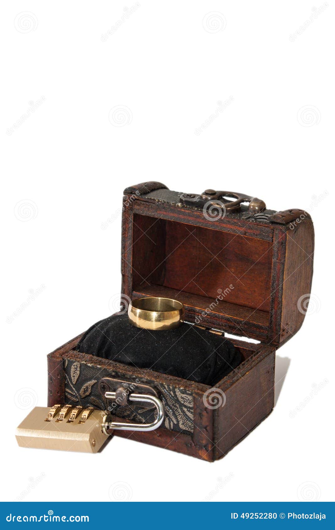 Wooden Chest and Padlock with Wedding Ring Stock Photo - Image of ...