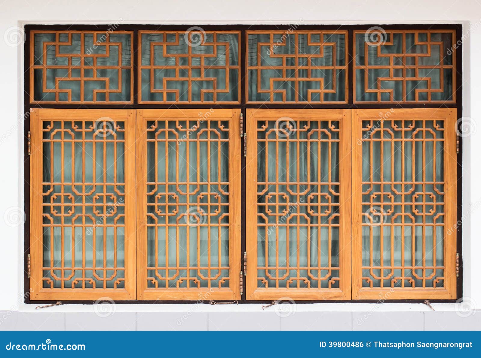Wooden Chinese Style Window Wall Stock Photo - Image of aged, decor ...