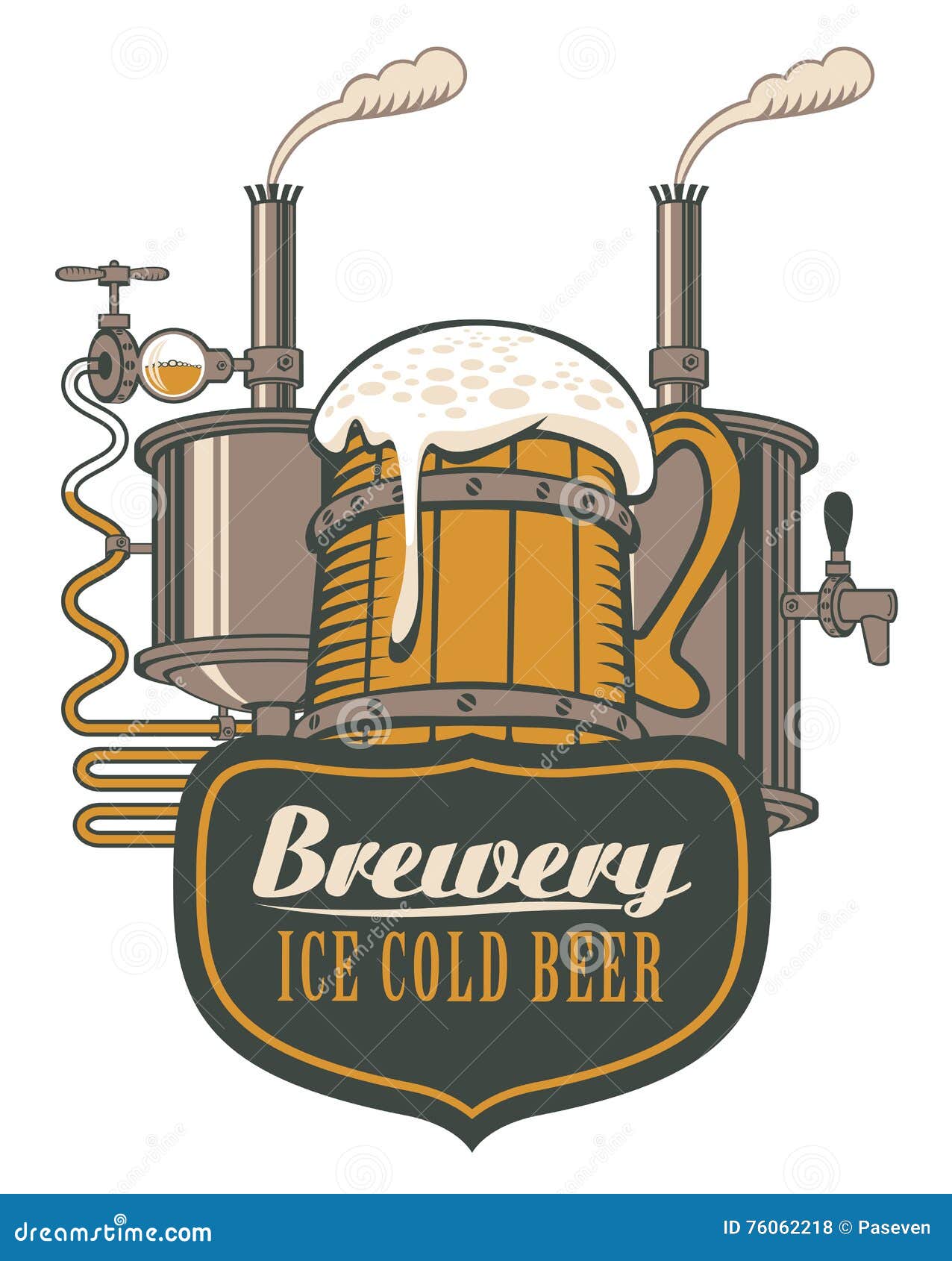 Wooden Circle of Beer and Brewing Machine Stock Vector - Illustration ...