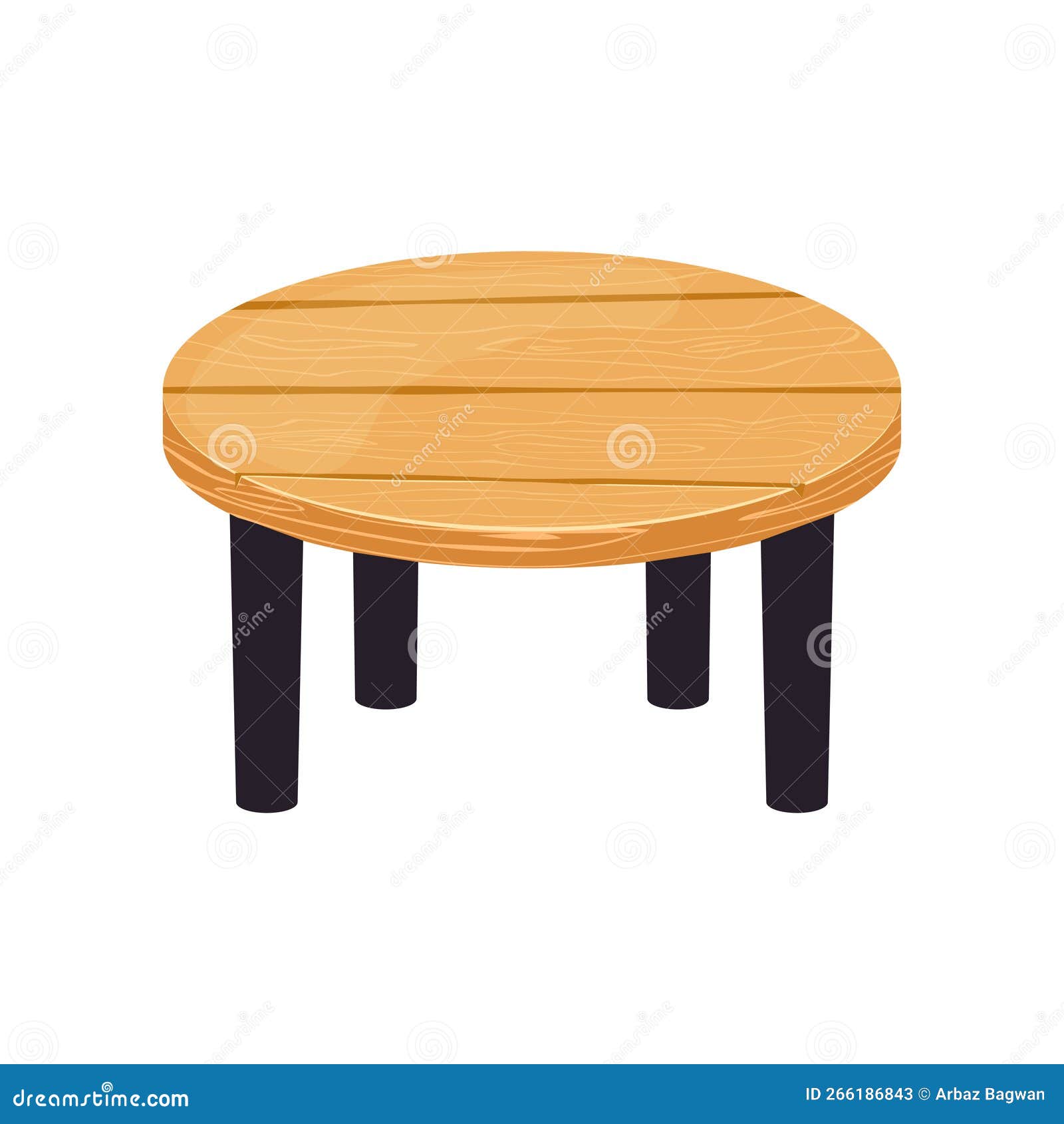 Wooden Circular Shape Table 3d Stock Vector - Illustration of classic ...