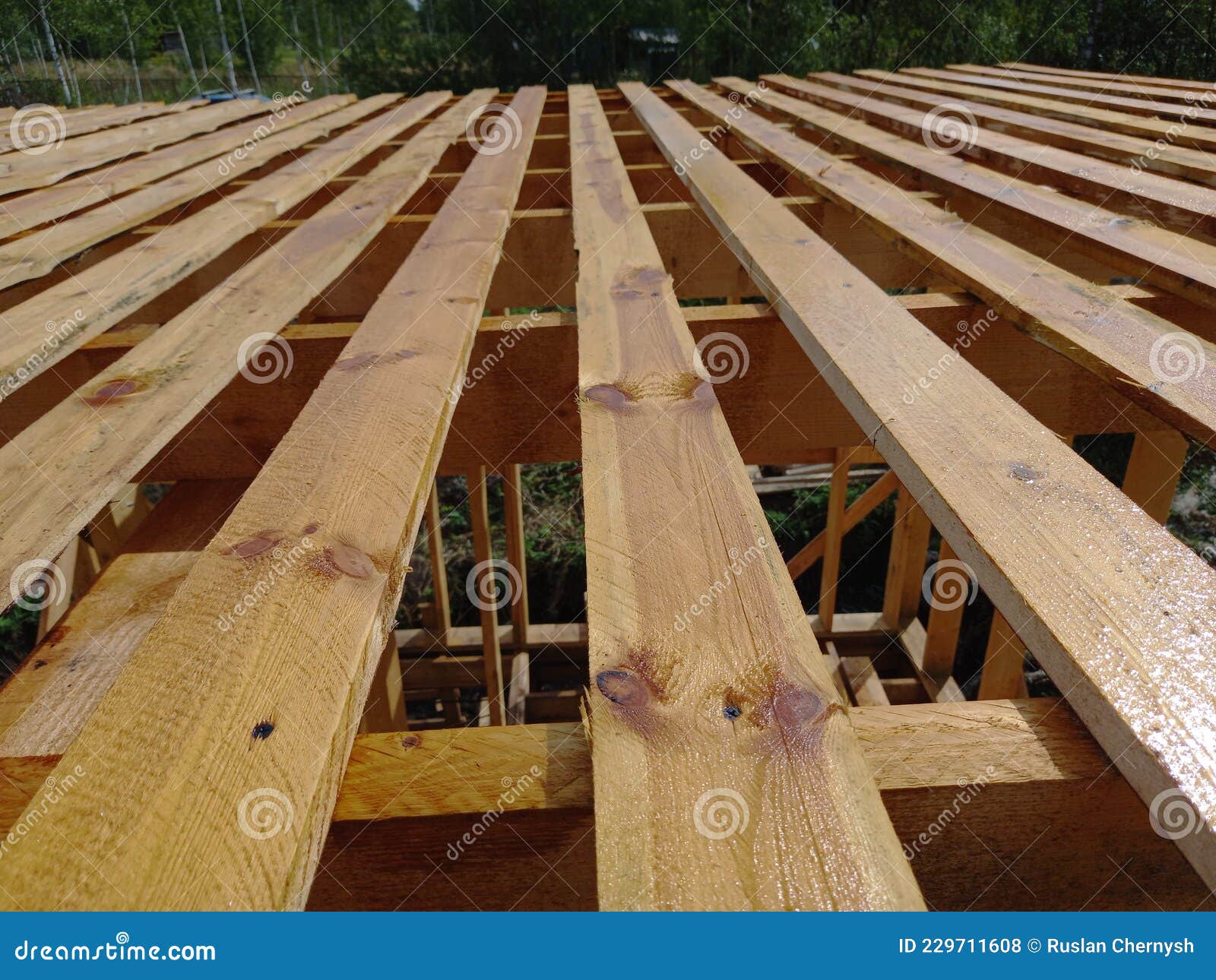 Crate of a Wooden Flat Roof Stock Photo - Image of construction ...
