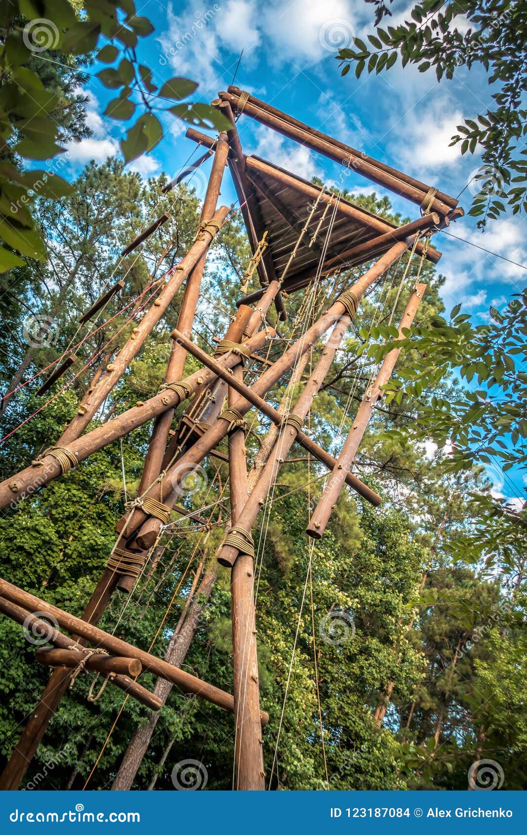 Wooden Climbing Tower for Recreation Stock Photo - Image of steel ...