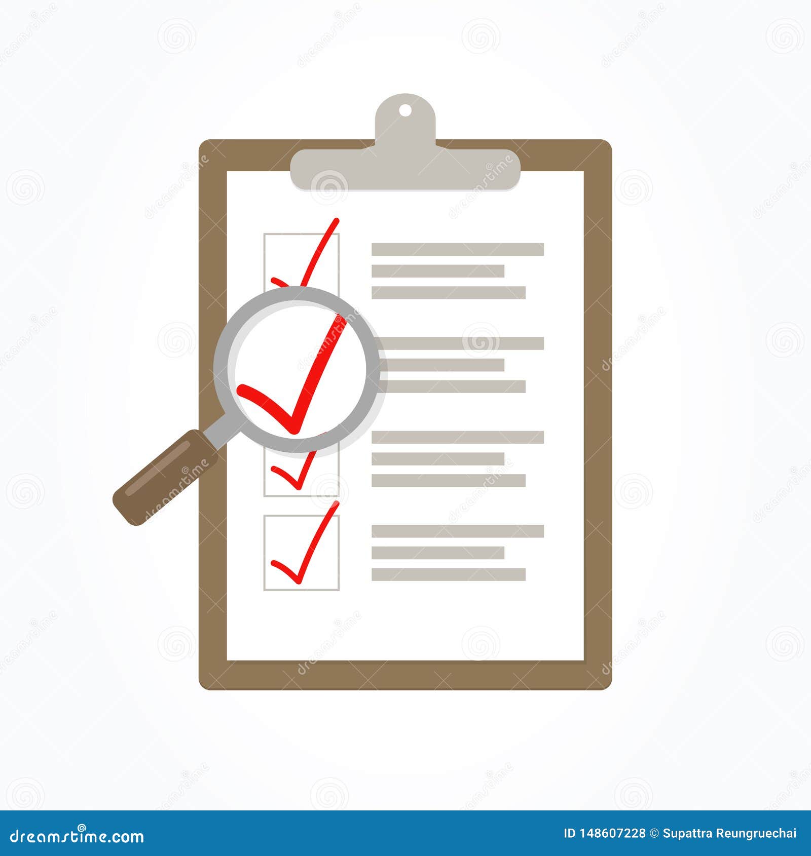 Wooden Clipboard and Check Marks. Stock Illustration - Illustration of ...