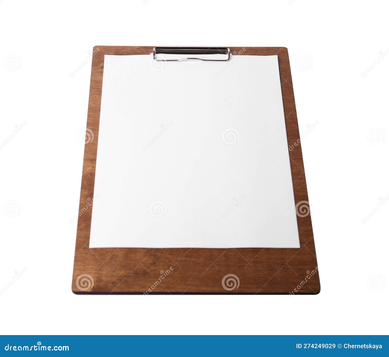 Wooden Clipboard with Sheet of Paper Isolated on White. Space for Text ...