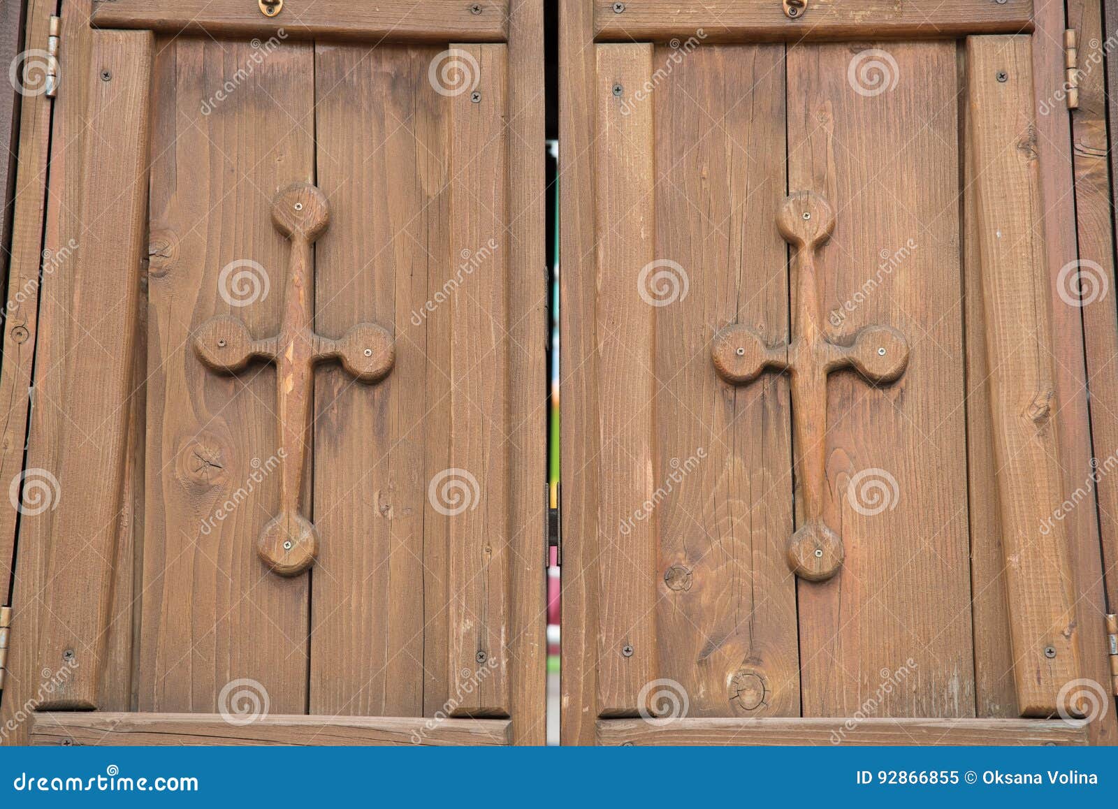 Wooden Closed Gates with Crosses on the Doors Stock Image - Image of ...