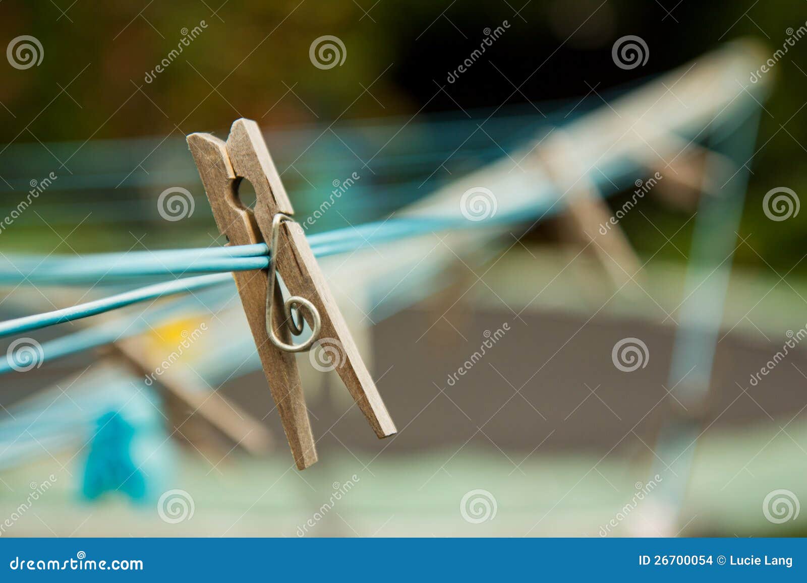 Wooden Clothes Peg on a Washing Line Stock Photo - Image of hanging ...