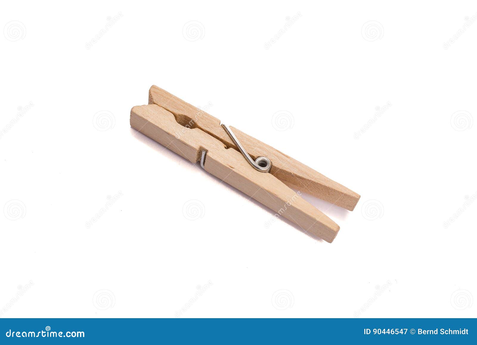 Wooden Clothespeg with Metal Spring Stock Image - Image of white ...