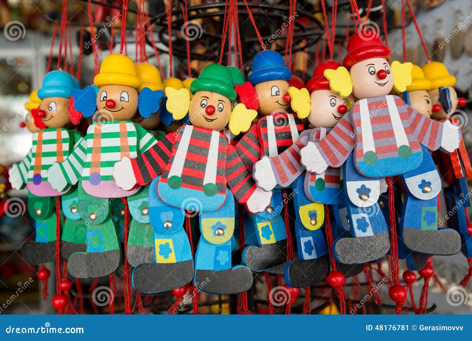 Wooden clowns puppet dolls stock image. Image of childhood - 48176781