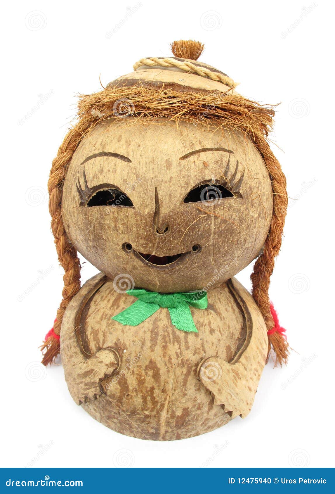 Wooden Coconut Doll Figurine Stock Photo - Image of pattern, hands ...