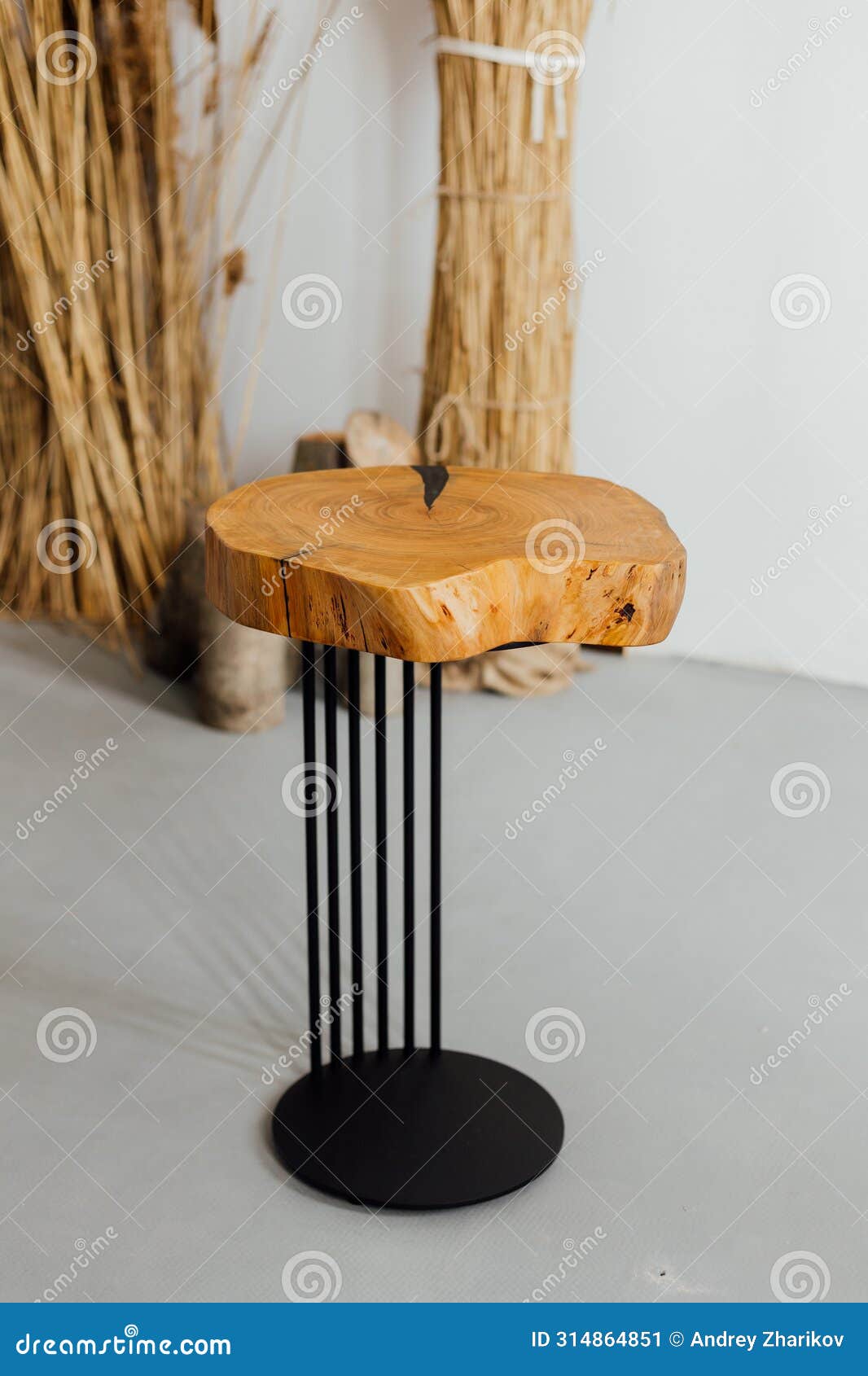 Wooden Coffee Table Made of Epoxy Resin. in the Room. Oak Tree Stock ...