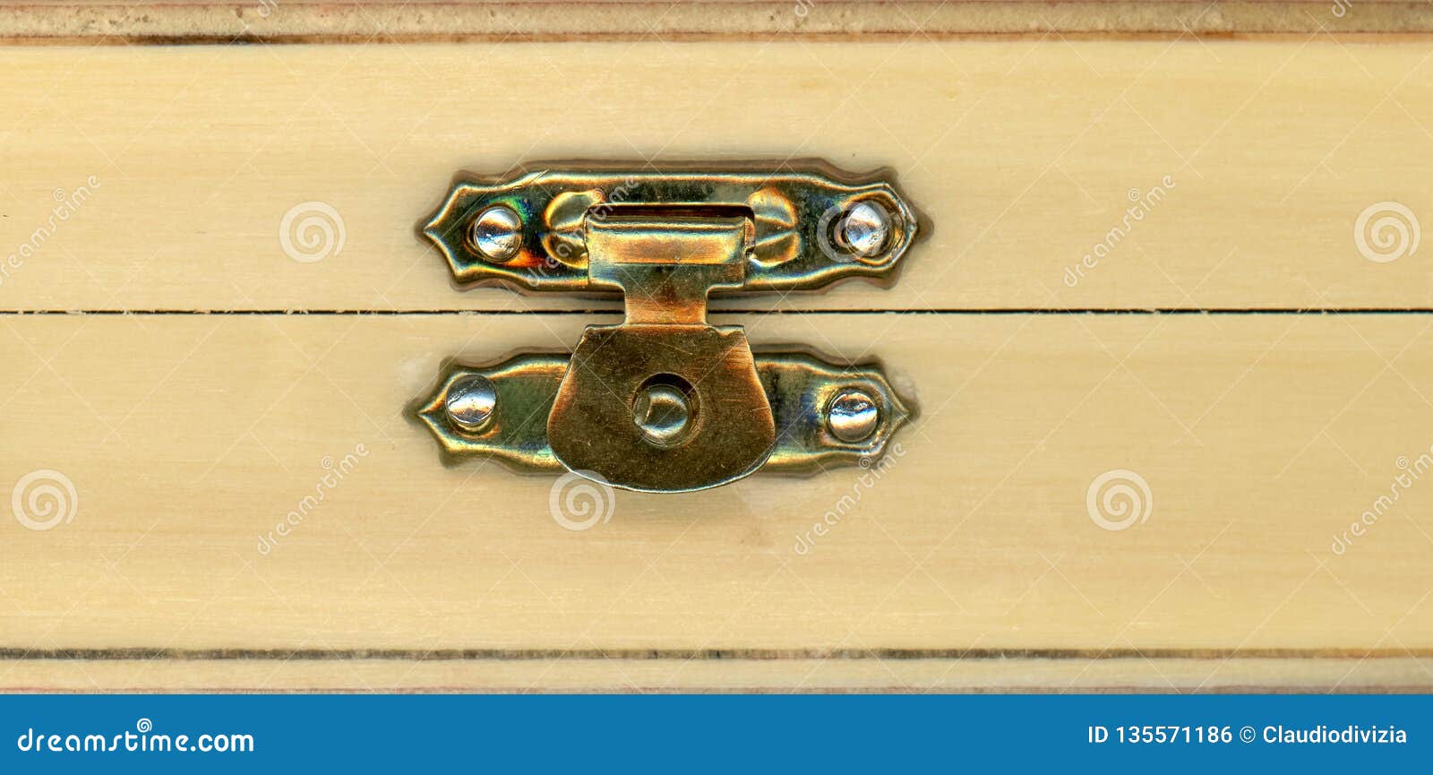 Wooden Coffer Box with Lock Stock Photo - Image of container, valuables ...