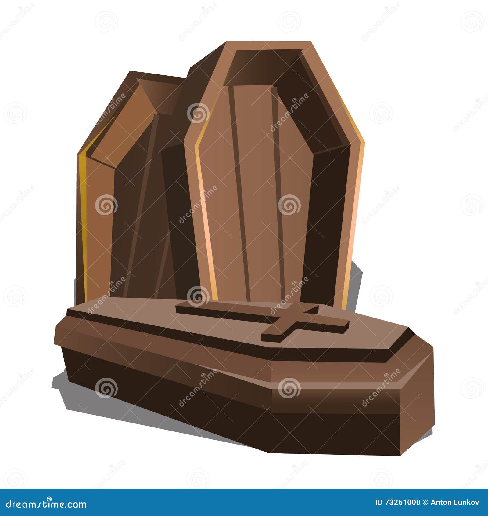 Wooden Coffin with Cross. Vector Stock Vector - Illustration of ...