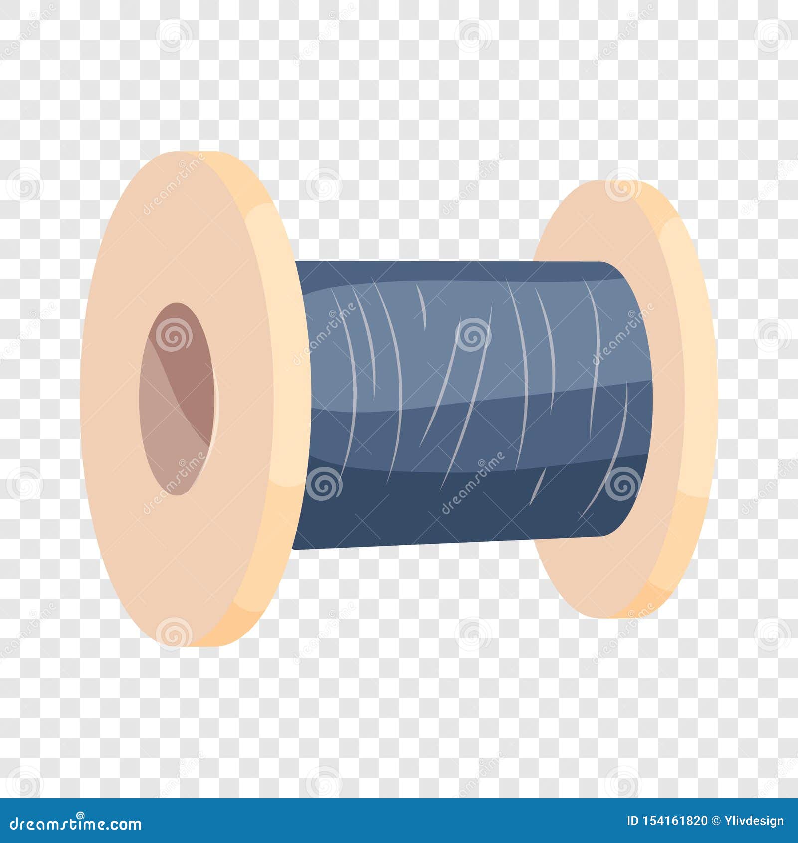 Wooden Coil with Blue Threads Icon, Cartoon Style Stock Vector ...