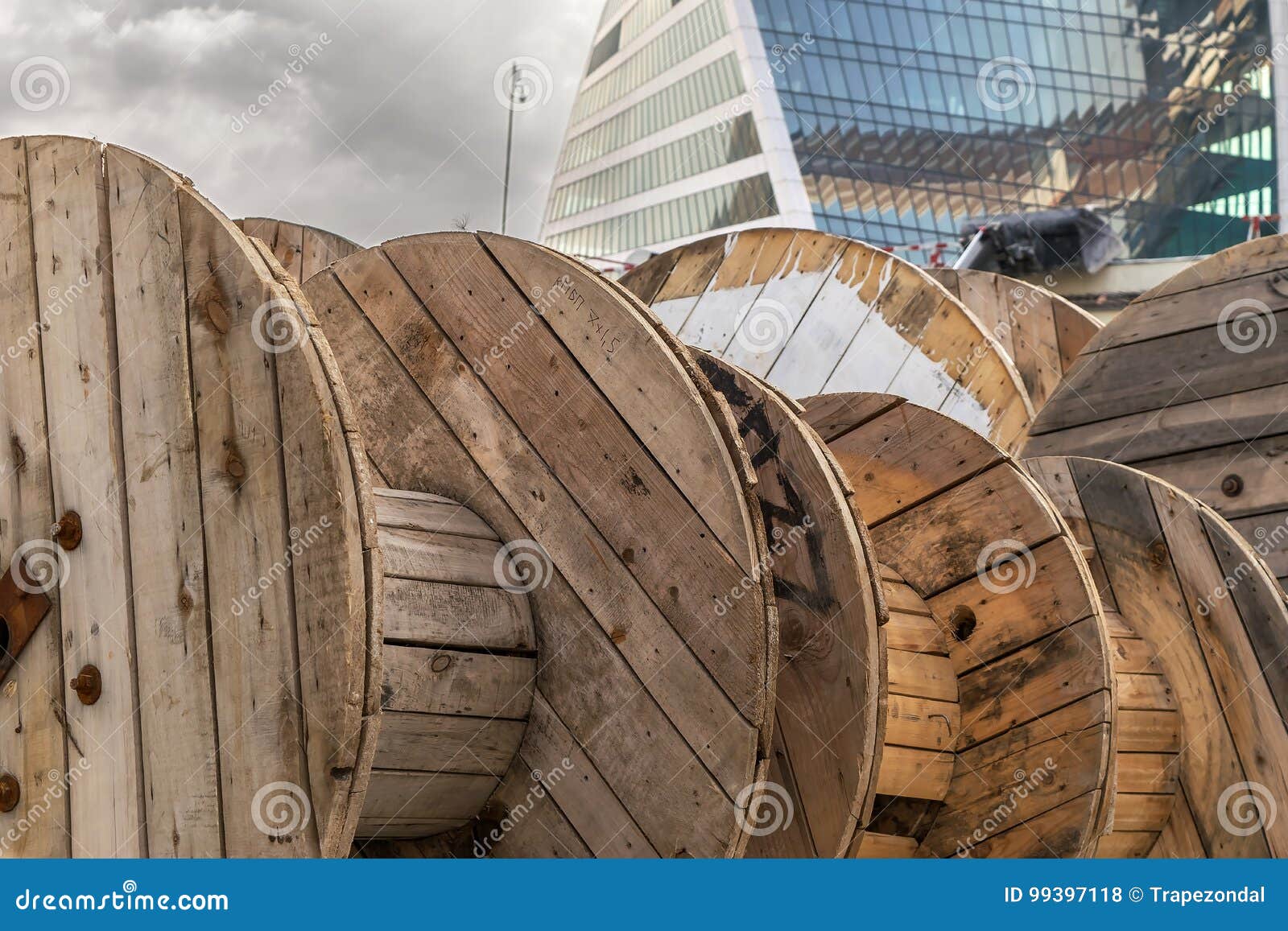 Wooden Coils from Thick Cables Stock Photo - Image of industry, coils ...
