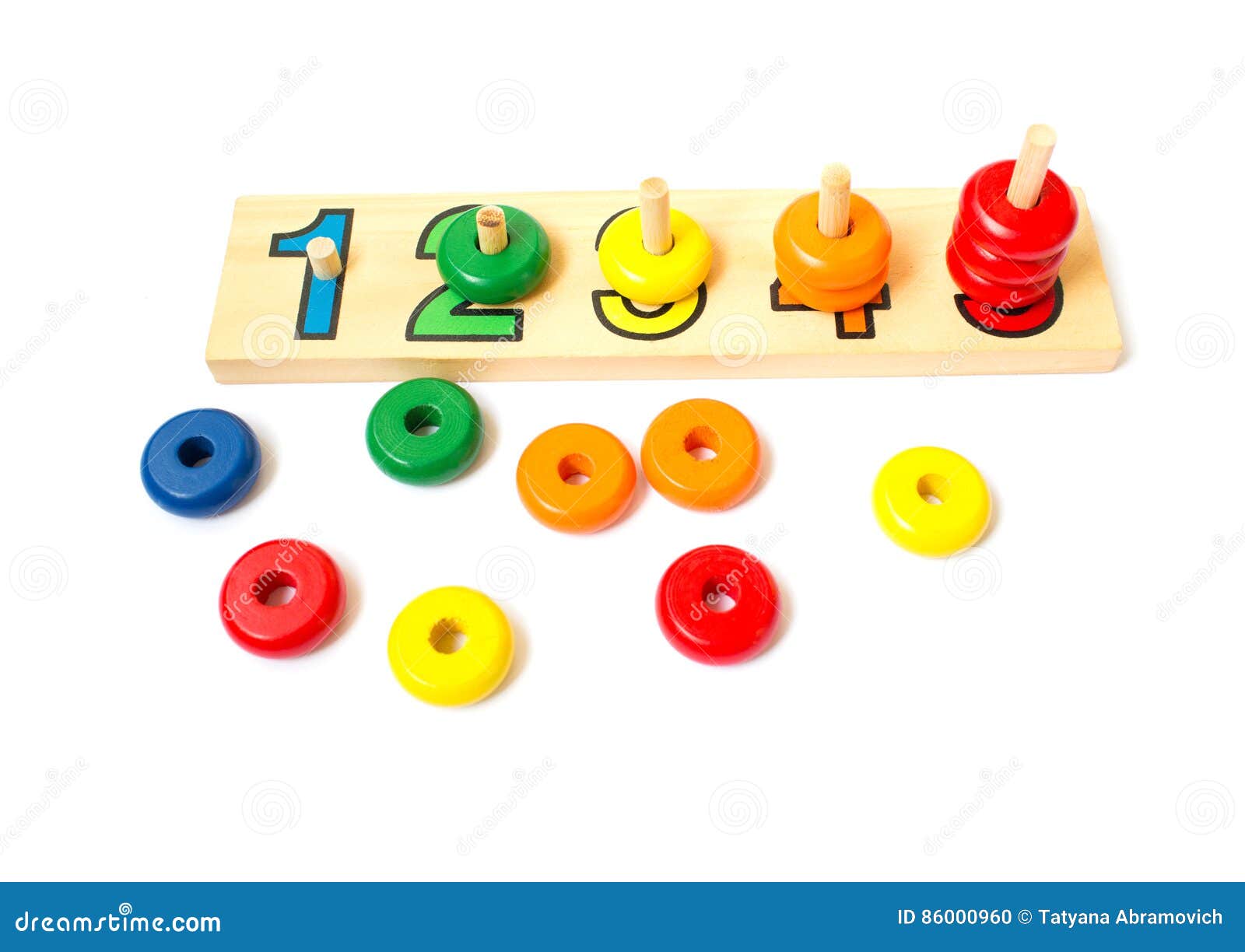 Wooden Colored Blocks, Rings. Game for Learning Account.Shallow Stock ...