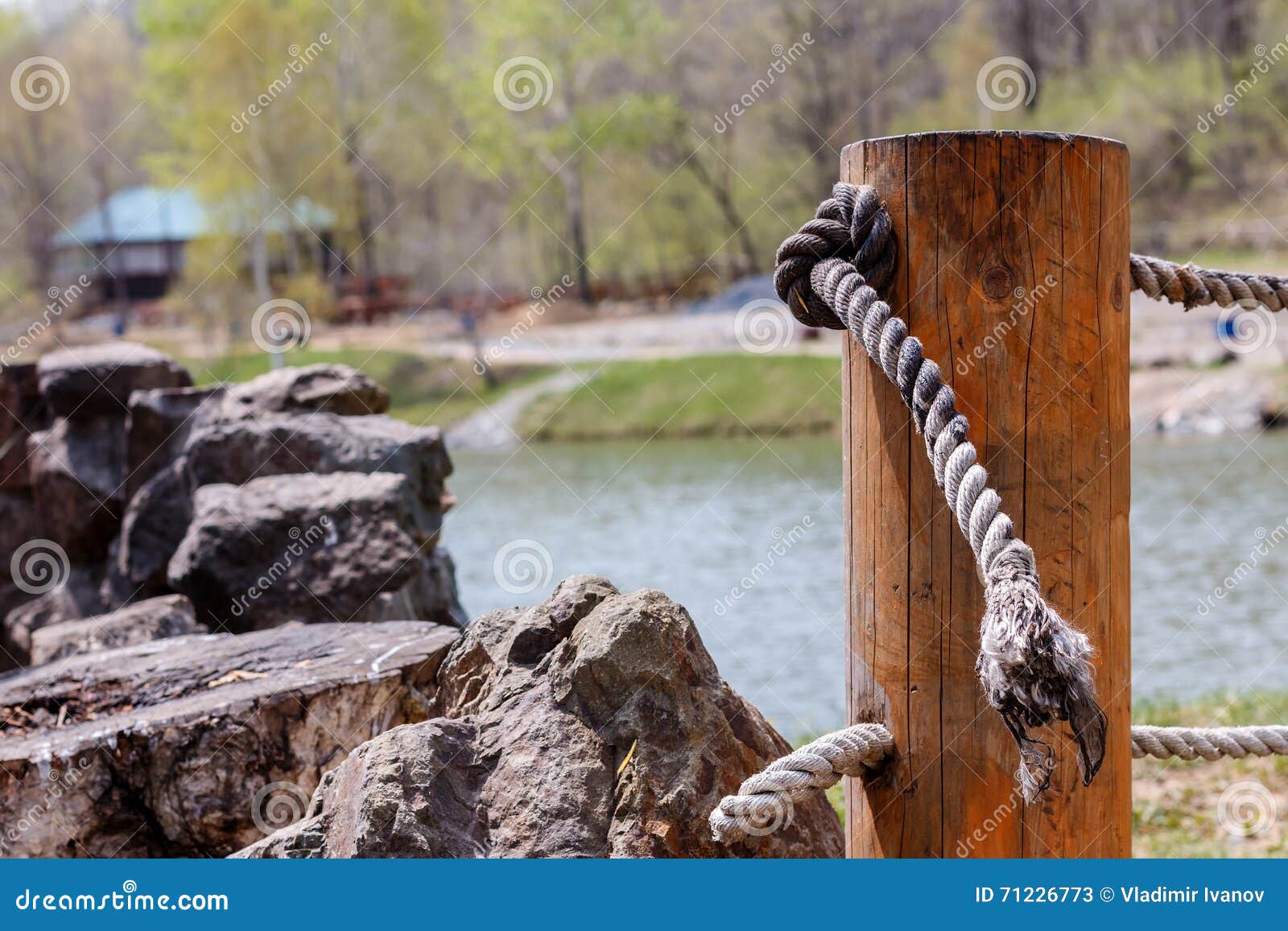 Wooden column with a rope stock image. Image of fiber - 71226773