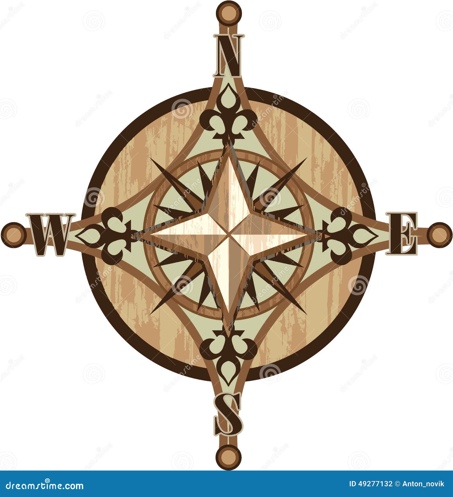 Wooden Compass vector stock vector. Illustration of discovery - 49277132