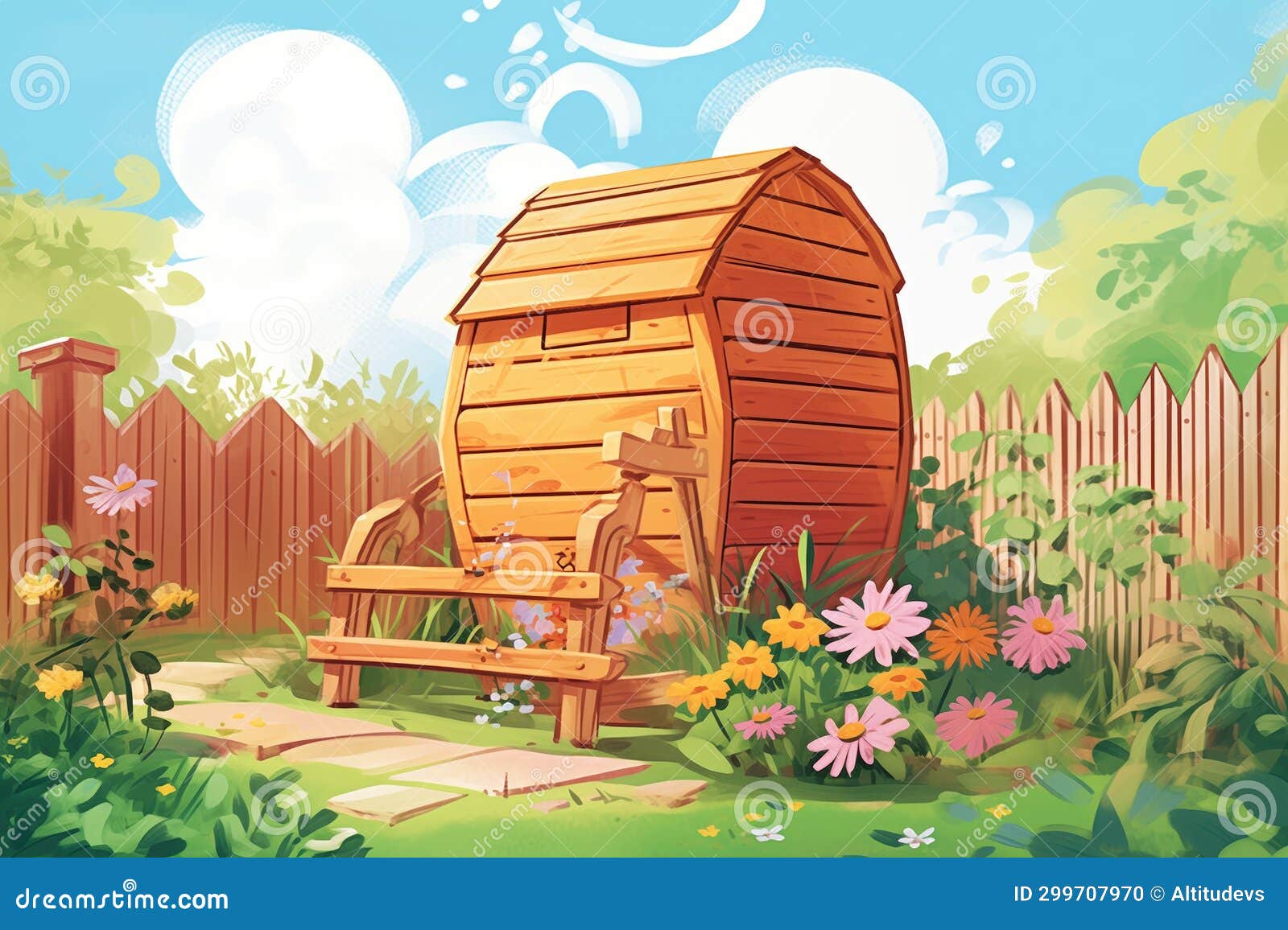 Wooden Compost Bin Side View in Summer Sunshine Stock Photo - Image of ...
