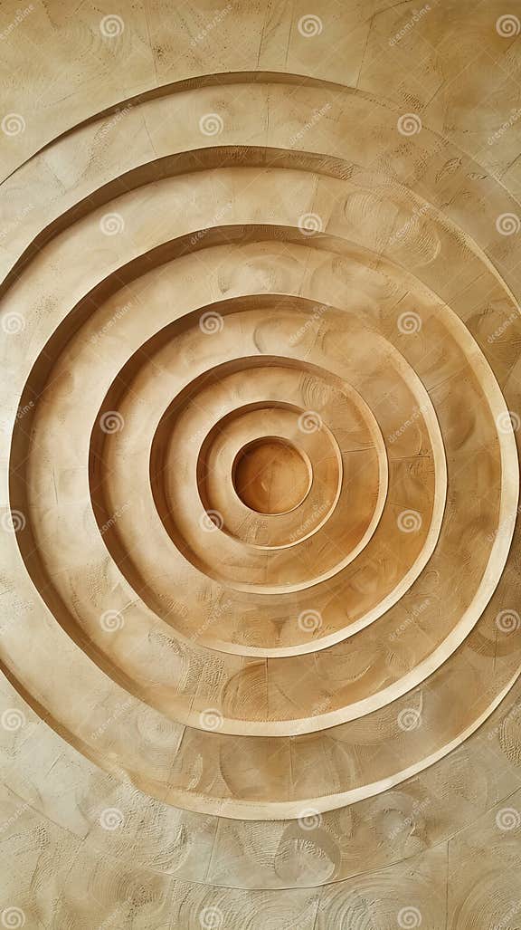 Wooden Concentric Circles Pattern on Wall Stock Image - Image of curve ...