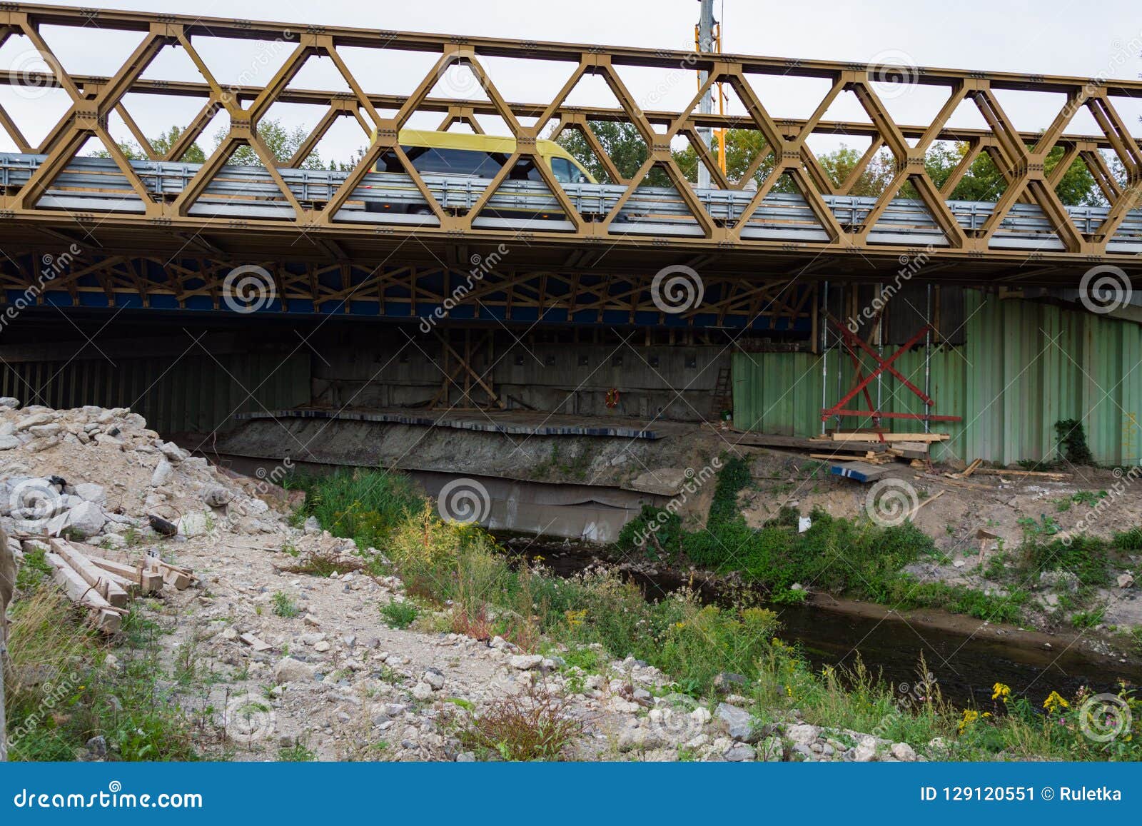 Wooden Construct of a New Bridge Stock Image - Image of rebuilding ...