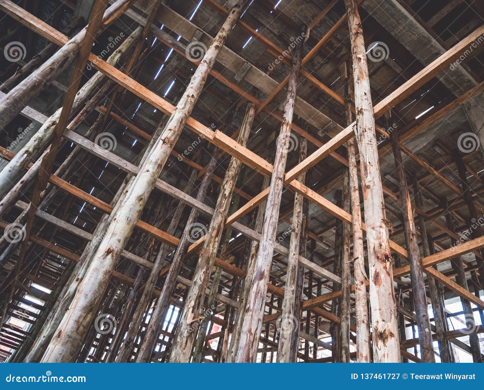 Wooden Construction Building Structure Industrial Scaffold Stock Image ...